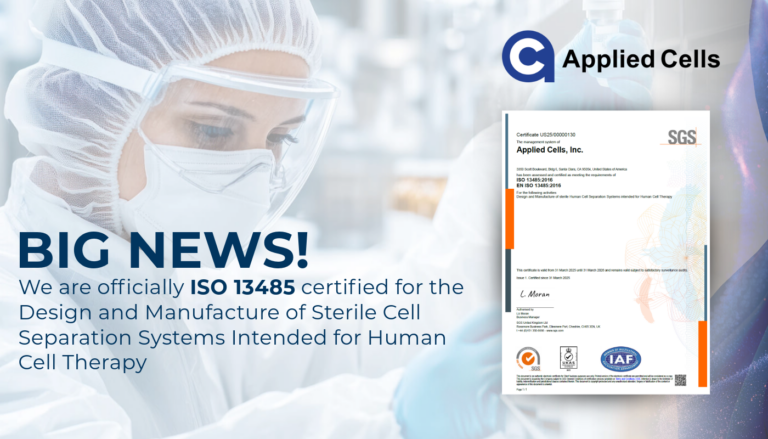 Applied Cells is ISO 13485:2016 certified!